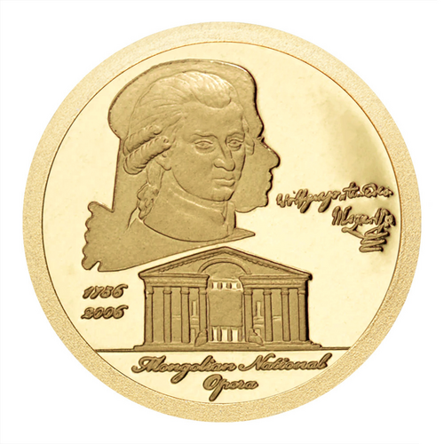 1/25 oz Amadeus Mozart 2006 Mongolija auksinė moneta - Florinus.bg