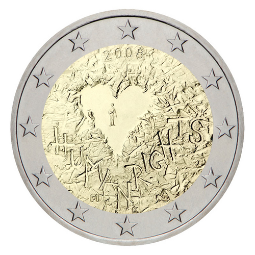 2008 Finland 60th anniversary of human rights 2 euro coin - Florinus.bg