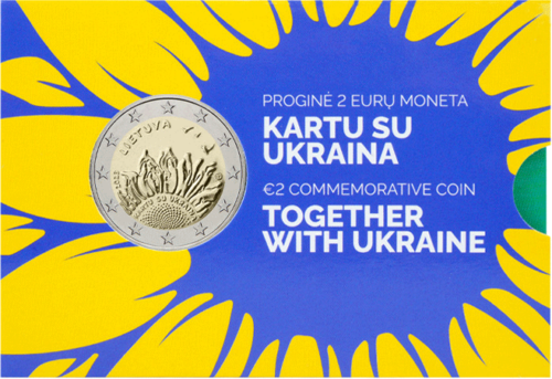 2023 Lietuva Kopā ar Ukrainu 2 eiro BU monēta kartē! - Florinus.bg