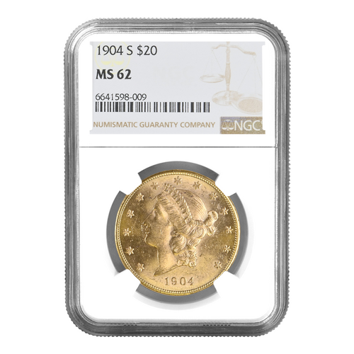 20 dollars Liberty Head/Double Eagle US gold coin MS 62 1904 (NGC certified)! - Florinus.bg