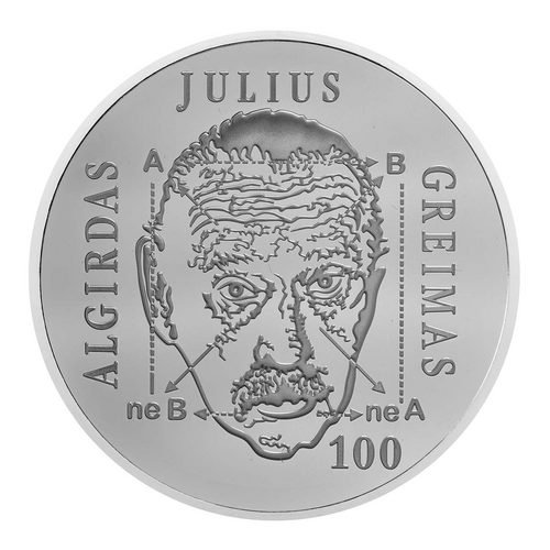 2017 Algirdas Julius Greimas, Литва, сребърна монета от 20 евро ...