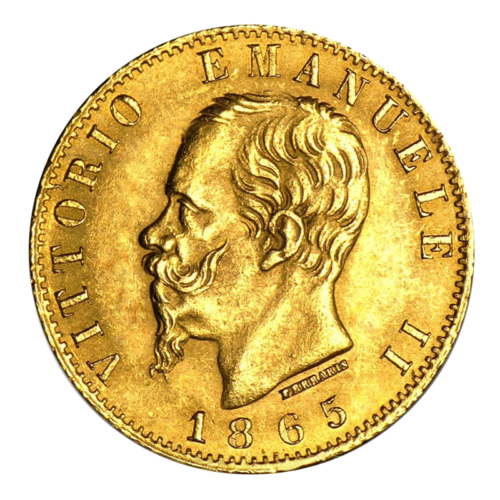 20 lira Vittorio Emanuele II Kingdom of Italy gold coin - FLORINUS