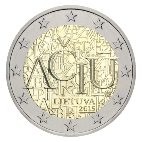 2015 Литва Монета от 2 евро (БЛАГОДАРЯ) - Florinus.bg