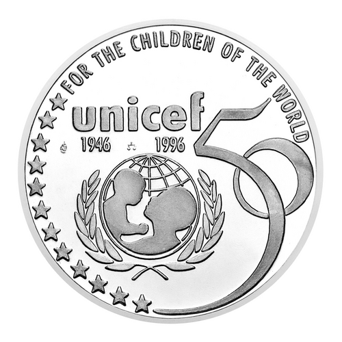 1996 UNICEF Belgium 5 Ecu silver coin - Florinus.bg