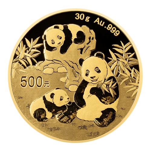30 g. Panda 2025 Kinija 500 juanių auksinė moneta! - Florinus.bg