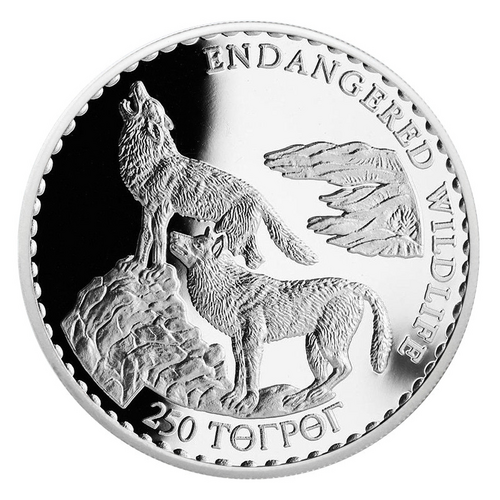 250 Togrog Wolves (1992-1993) Mongolia Silver Coin! - Florinus.bg