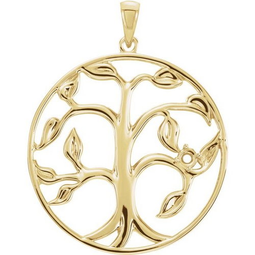 14K Yellow 1-Stone Family Tree Pendant Mounting - FLORINUS