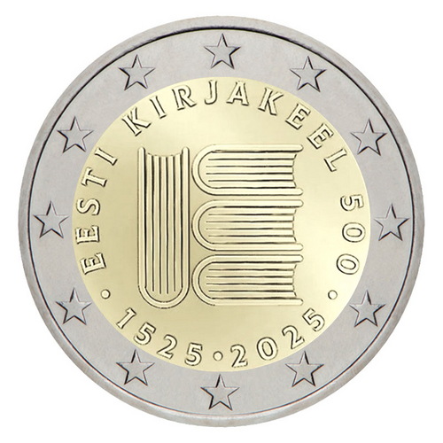 2025 500 Years of Estonian Literature 2 Euro Coin - Florinus.bg