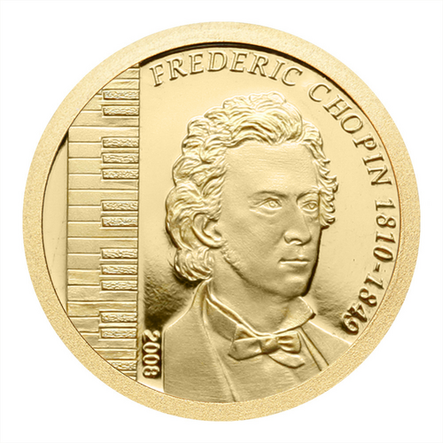 2008 Монголия Фредерик Шопен 1000 тугрика златна монета - Florinus.bg