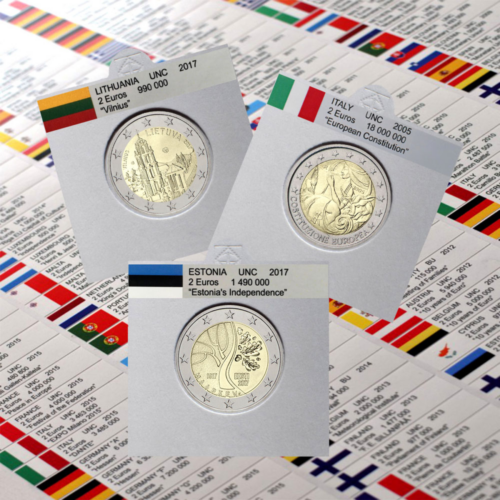 Flags - stickers for all commemorative 2 euro coins in holders (2004 ...