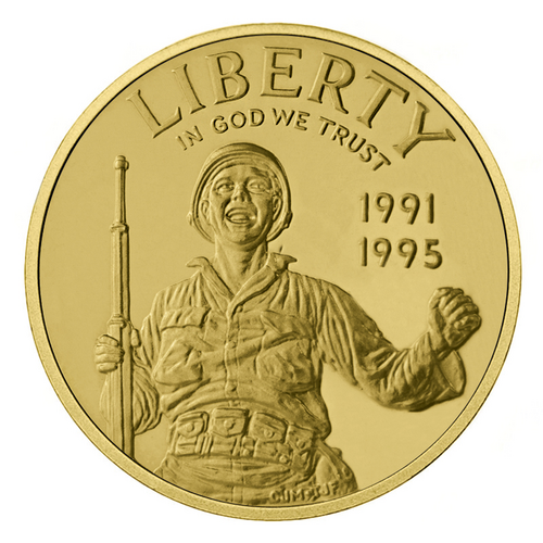 1993 США 50-летие Второй мировой войны золотая монета! - Florinus.bg