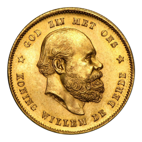 Кралство Нидерландия Златна монета от 10 гулдена Вилем III - Florinus.bg