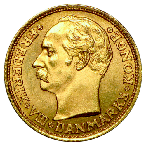 10 kroner Frederik VIII Kingdom of Denmark gold coin - FLORINUS
