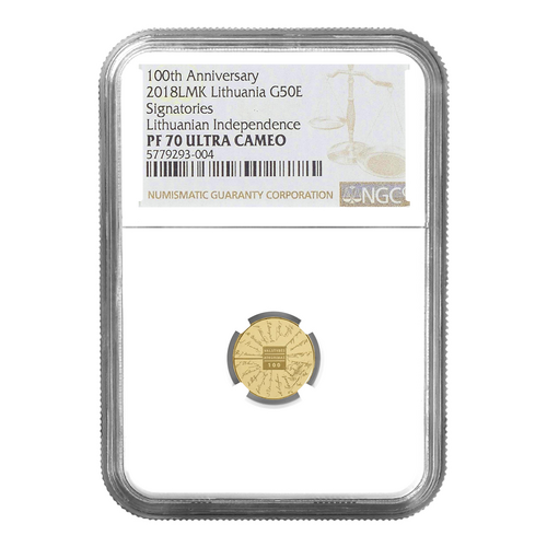 2018 Lithuania Independence act Signatories 50 € gold coin PF 70 ULTRA ...