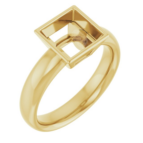 14K Yellow 7 mm Square Engagement Ring Mounting - Florinus.bg